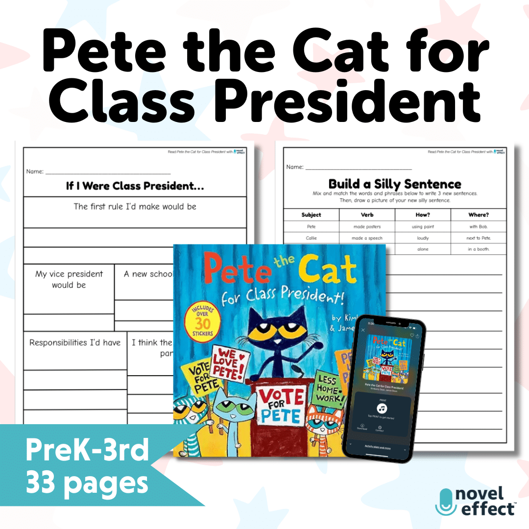Pete the Cat for Class President Activities - Novel Effect